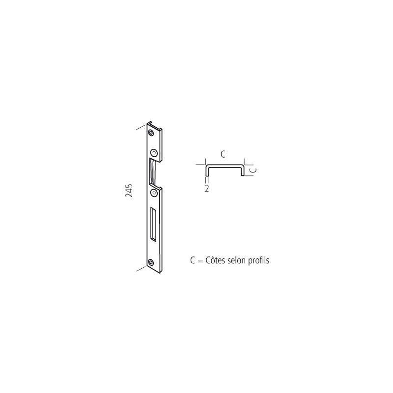 Gâche centrale pour as4100 al | Hubert Quincaillerie